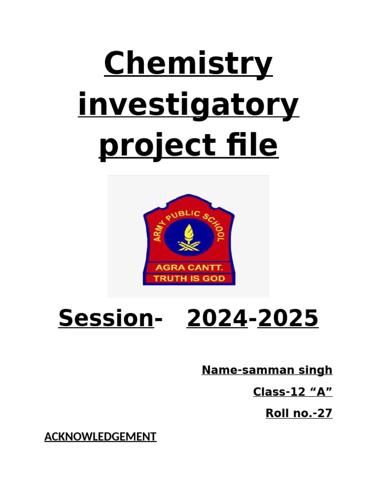 Chemistry Investigatory Project File Real | PDF