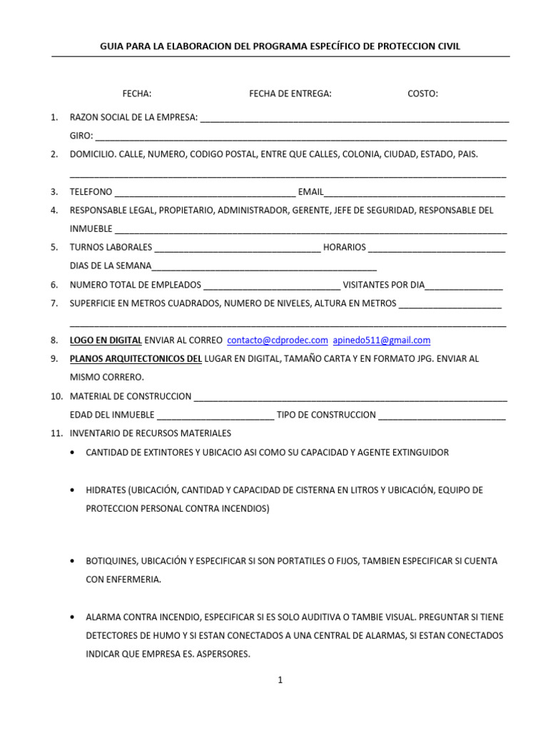 Guia Para La Elaboracion Del Programa Interno de Proteccion Civil | PDF