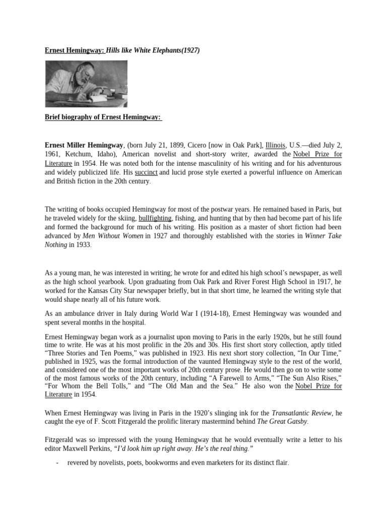 Hills Like White Elephants Full Course Prepa 1 | PDF | Ernest Hemingway