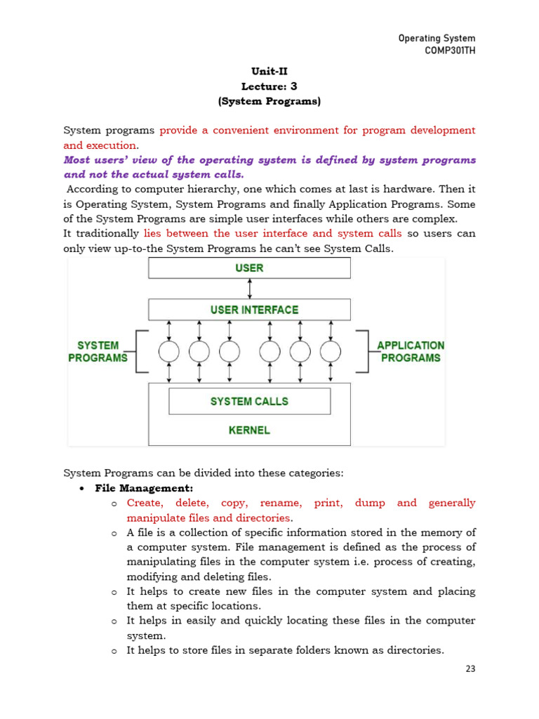 Unit II Lecture 3 System Programs | PDF | Computer File | Operating System