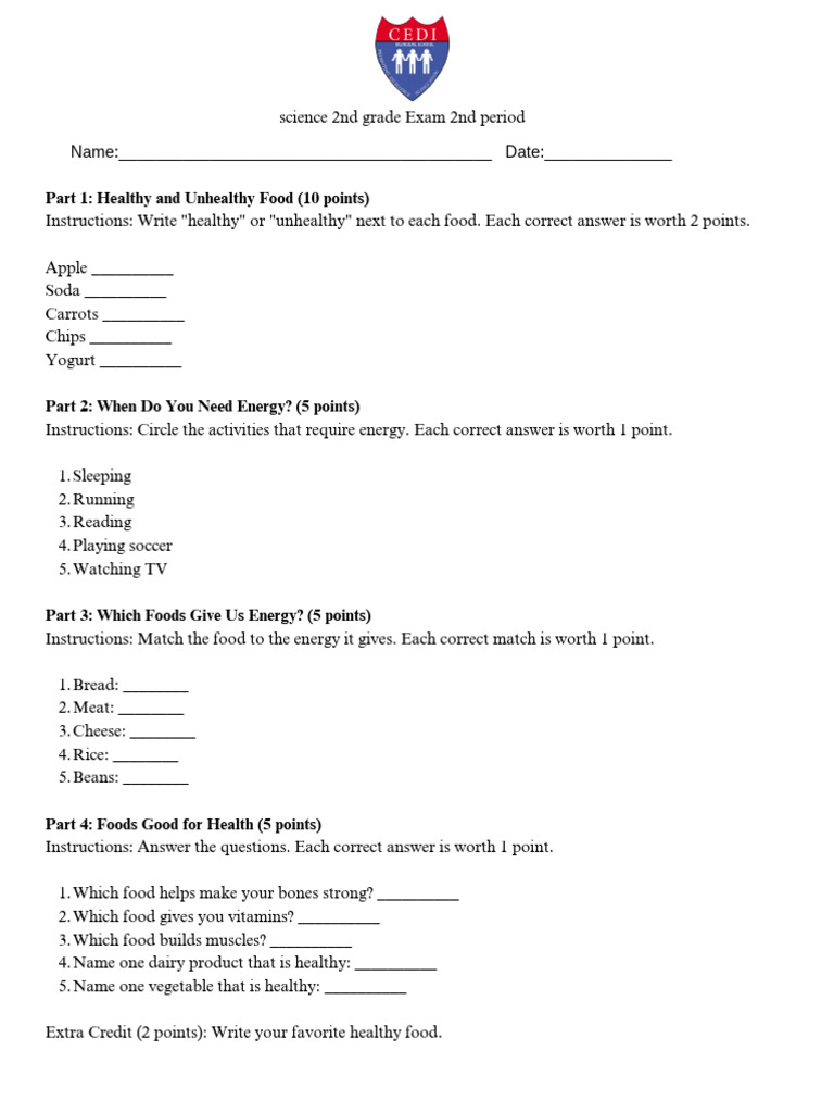 Science 2nd Grade Exam 2nd Period | PDF