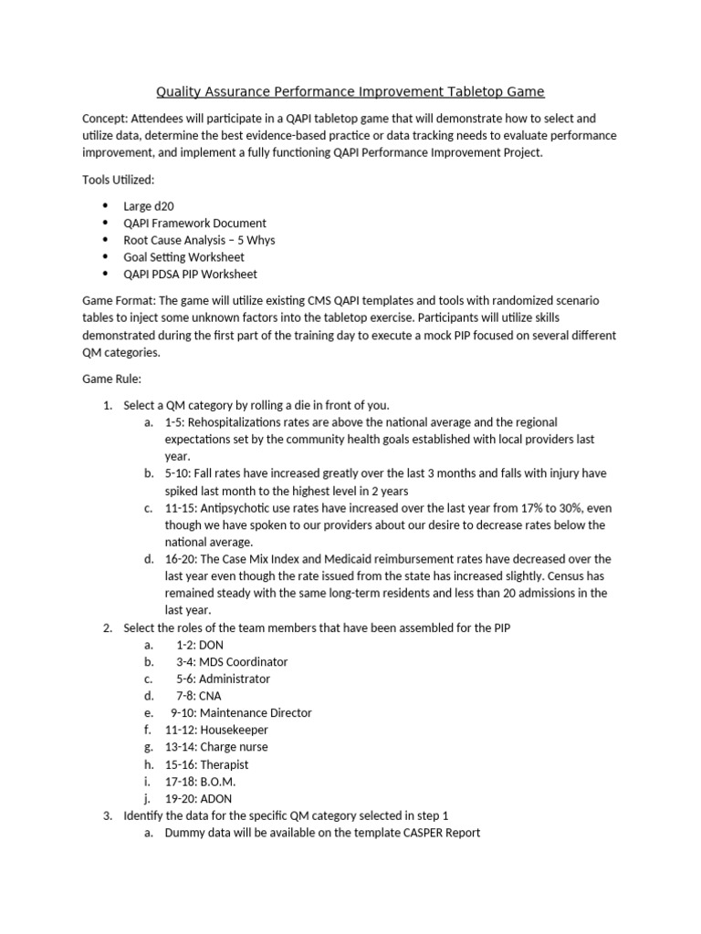 QAPI Tabletop Game | PDF | Health Care