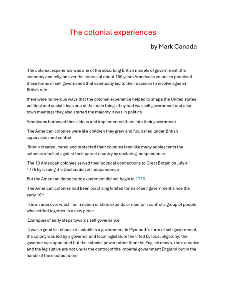 6_The colonial experiences by mark Canada | PDF | Mercantilism ...