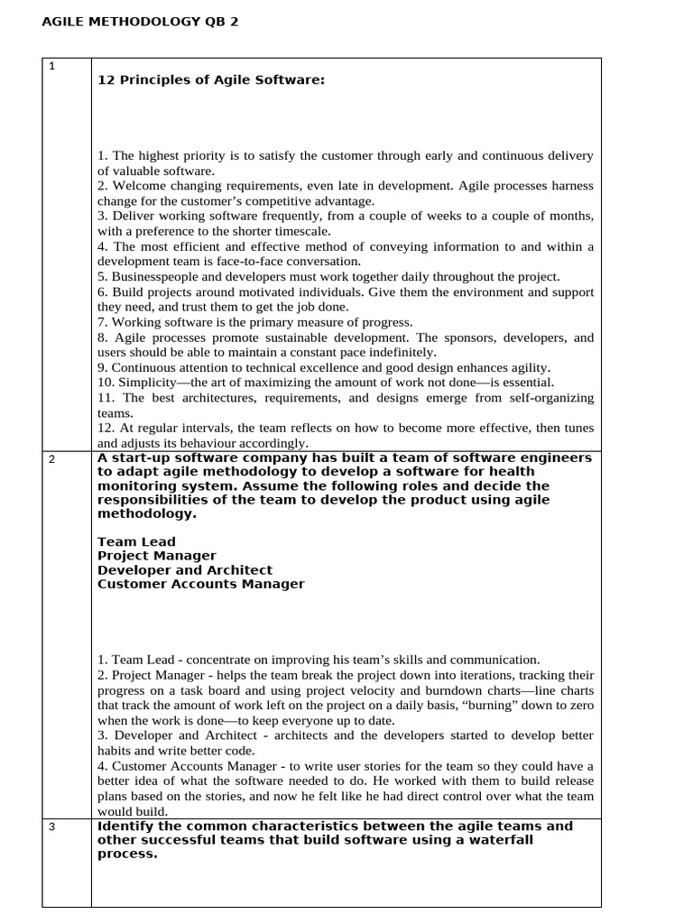 AGILE METHODOLOGY QB 2 | PDF | Scrum (Software Development) | Agile Software Development