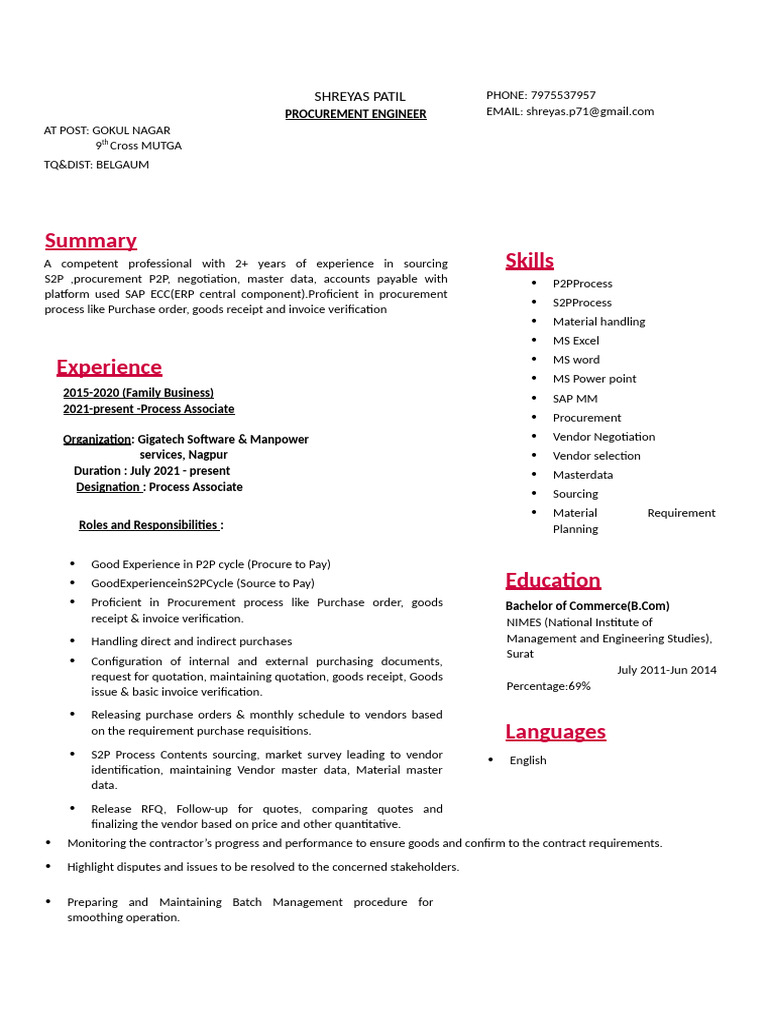 Resume Sap Exp 6 | PDF | Procurement | Business