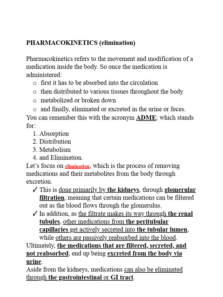 PHRMCKNTCS - Elimination. | PDF | Medical Specialties | Organ (Anatomy)