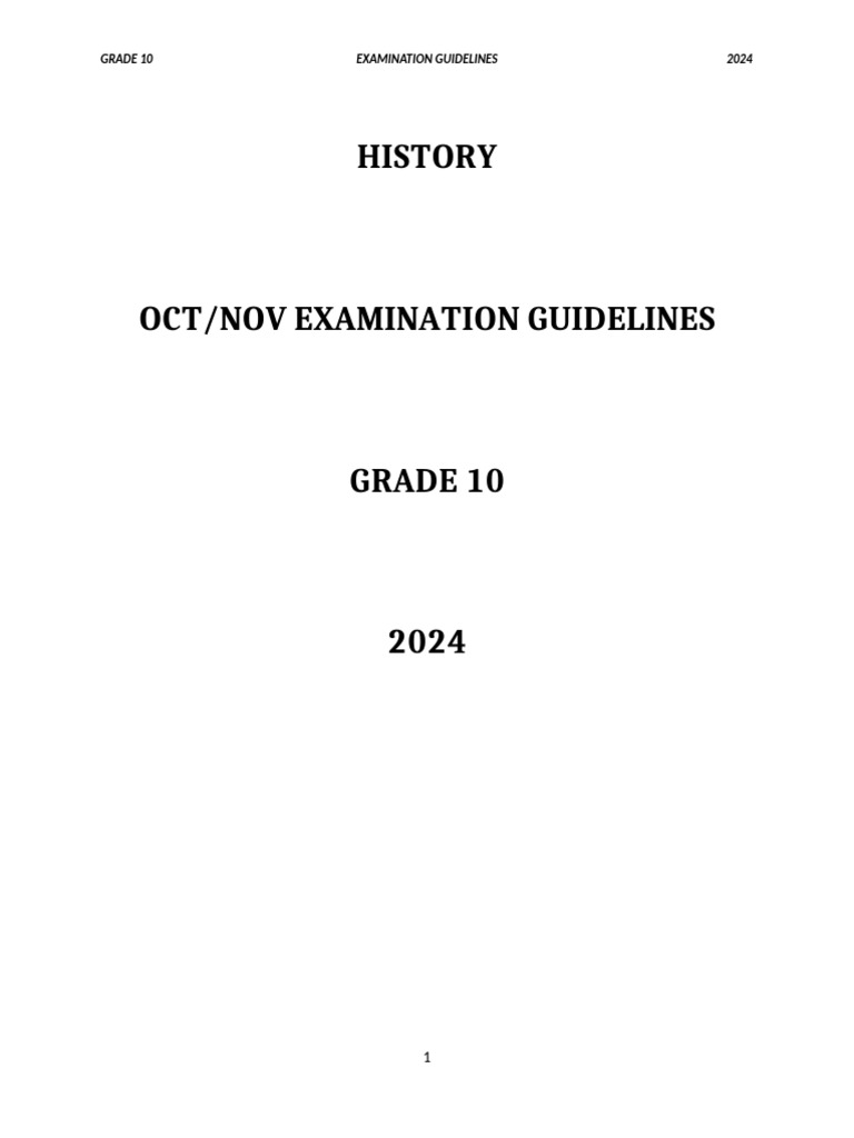 Grade 10 History Exam Guidelines 2024 | PDF | South Africa | Curriculum