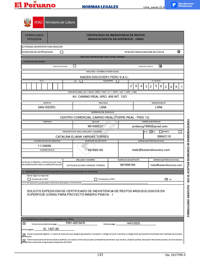 FORMULARIO TUPA - CIRA PINAYA 1-Copiar | PDF