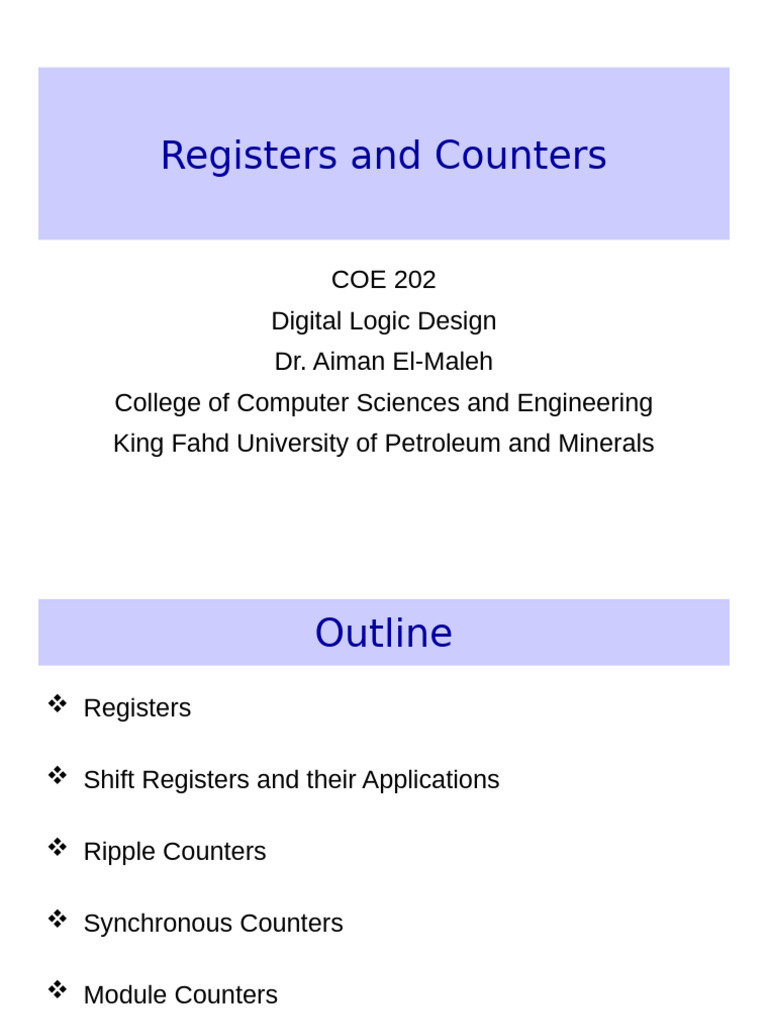 Unit10 - Registers and Counters | PDF | Logic Gate | Digital Electronics