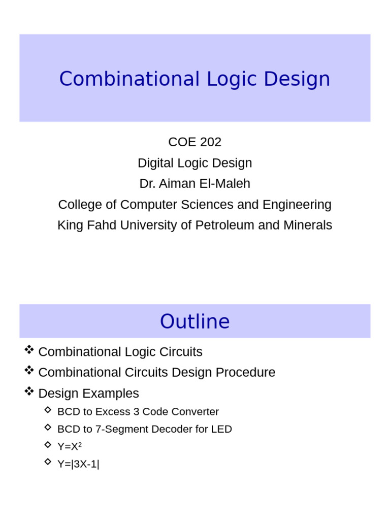 Unit6-Combinational Logic Design 2 | PDF | Logic Gate | Logic Synthesis