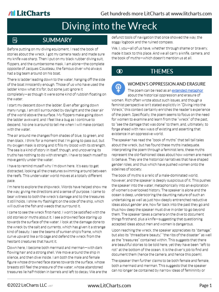 LitCharts-diving-into-the-wreck | PDF | Shipwrecks | Scuba Diving