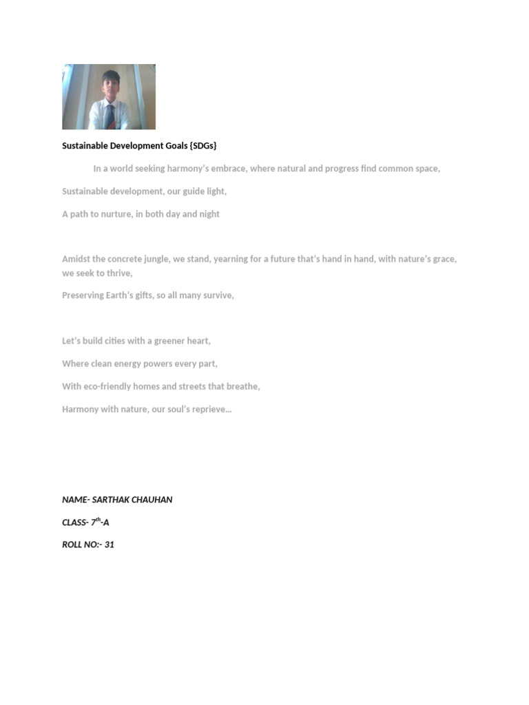 Sustainable Development Poem | PDF