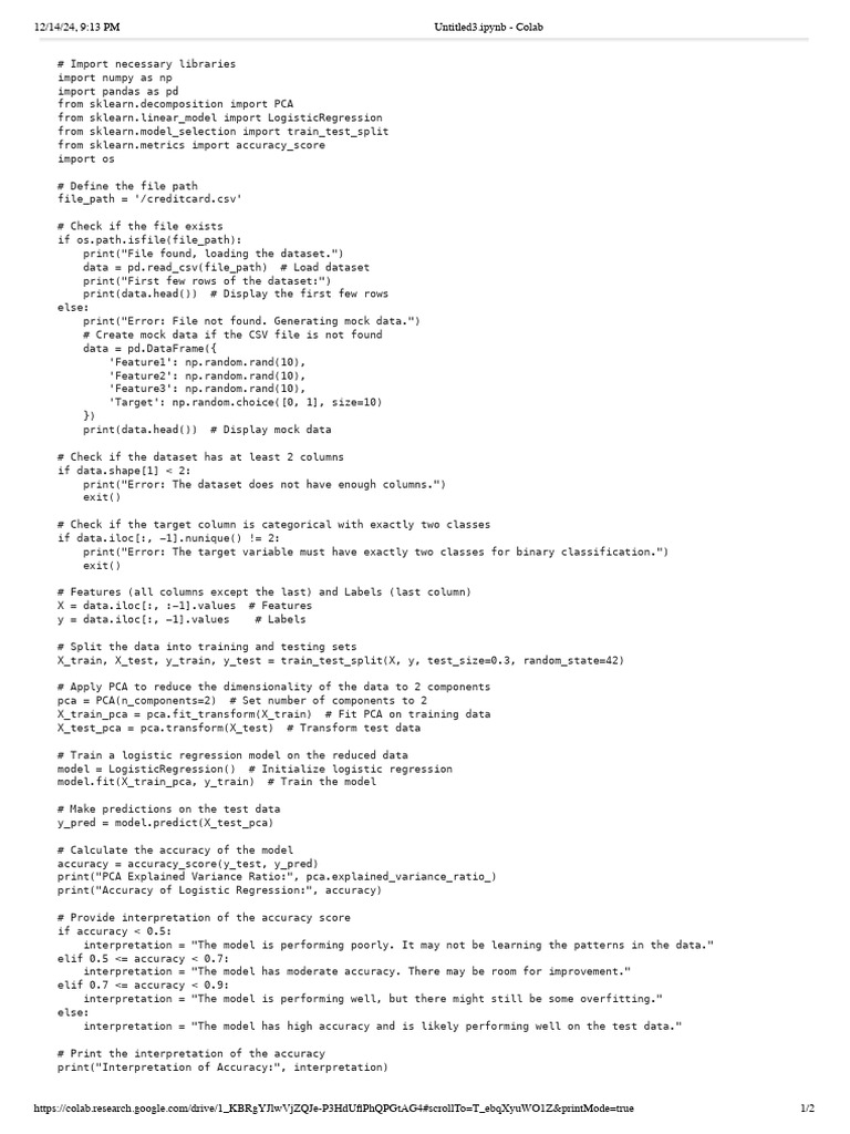 PCA - Colab | PDF | Computing | Computer Data