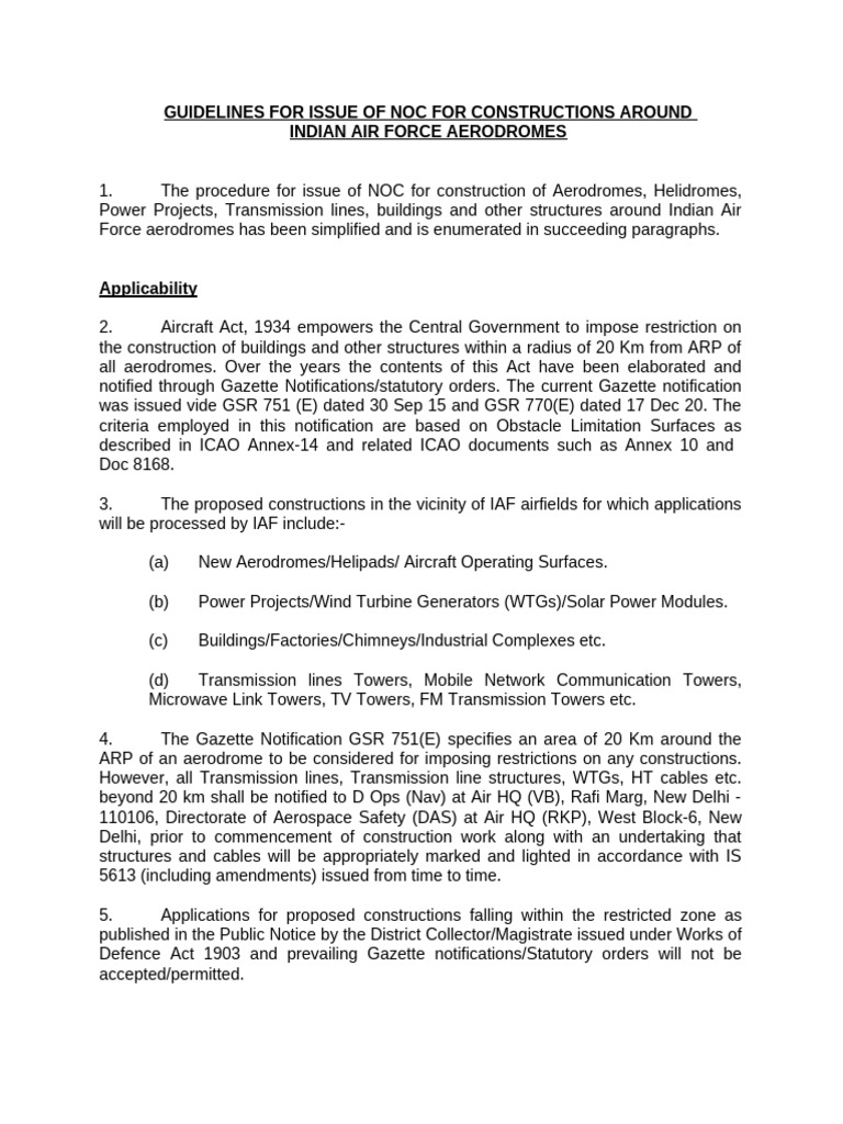 NOC Guidelines for IAF Construction Projects | PDF | Instrument Flight ...
