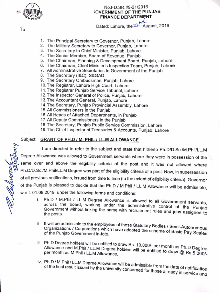 M Phil Allowance | PDF