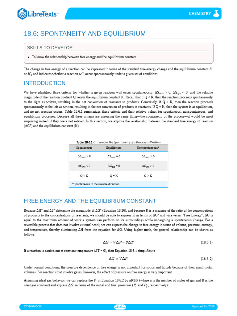 Spontaneity and Equilibrium | PDF | Gibbs Free Energy | Chemical ...