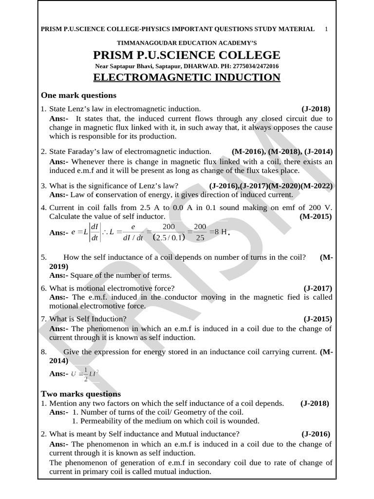 6 - Electromagnetic Induction - Final | PDF | Electromagnetic Induction | Inductor