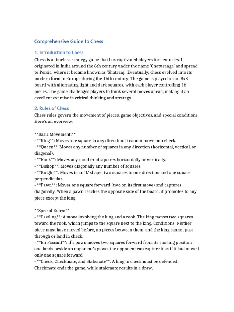 Chess Guide: Rules, Strategies, Openings | PDF | Chess Openings | Chess Strategy