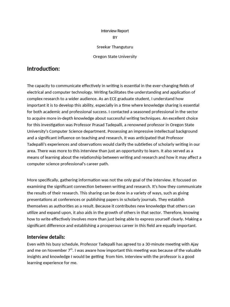 Sreekar Interview Rough Draft | PDF | Knowledge | Science