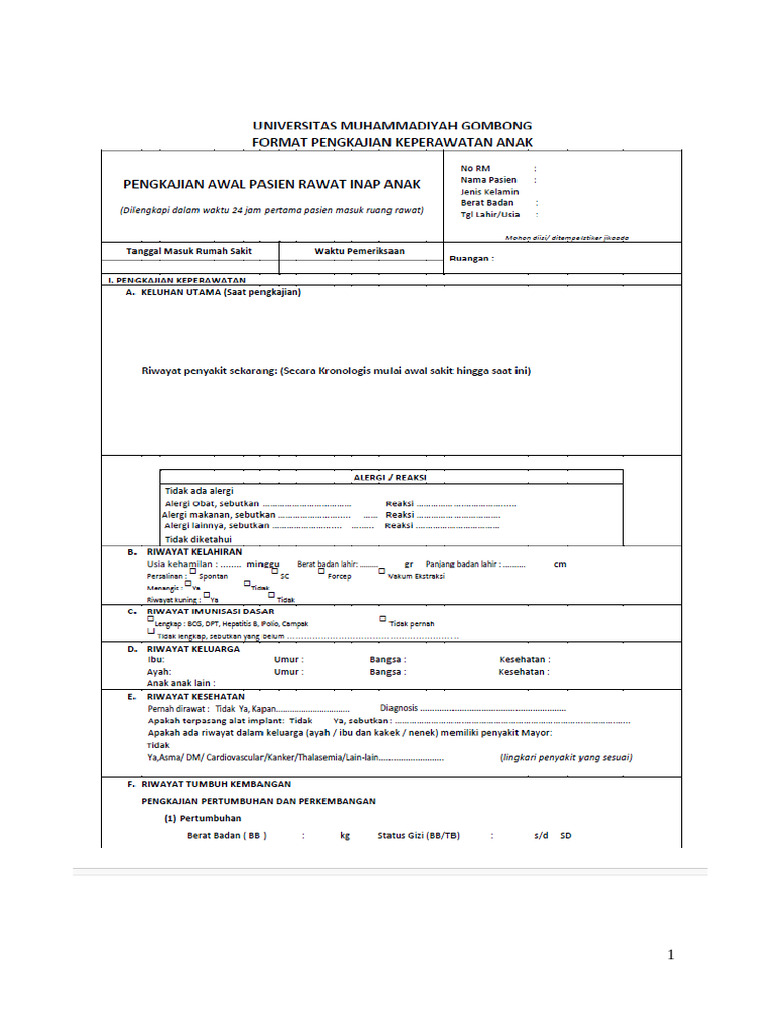 form penilaian anak | PDF