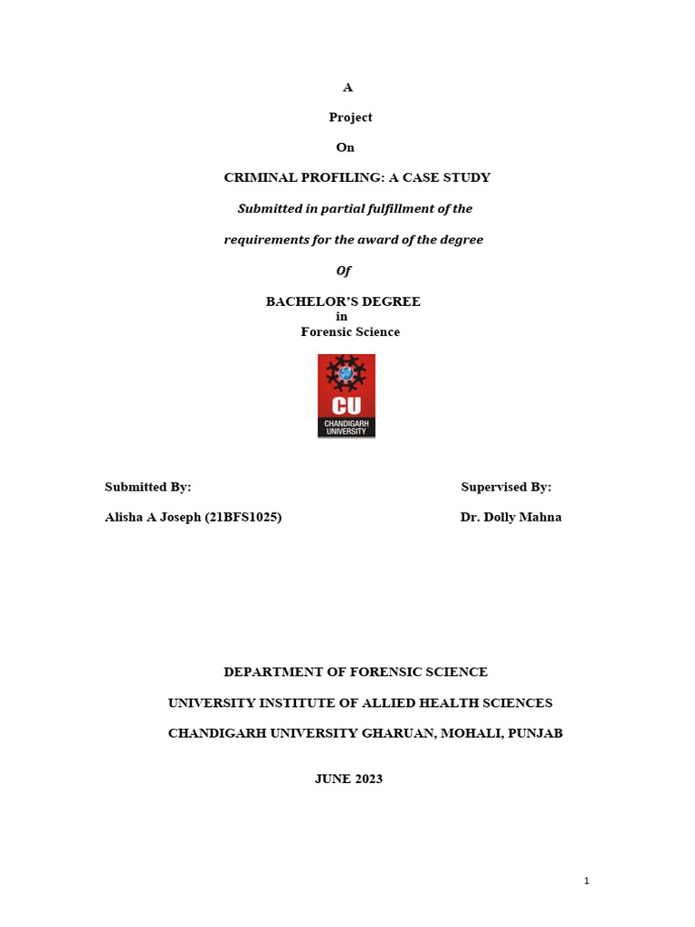 Criminal Profiling Project Report | PDF | Offender Profiling | Crimes