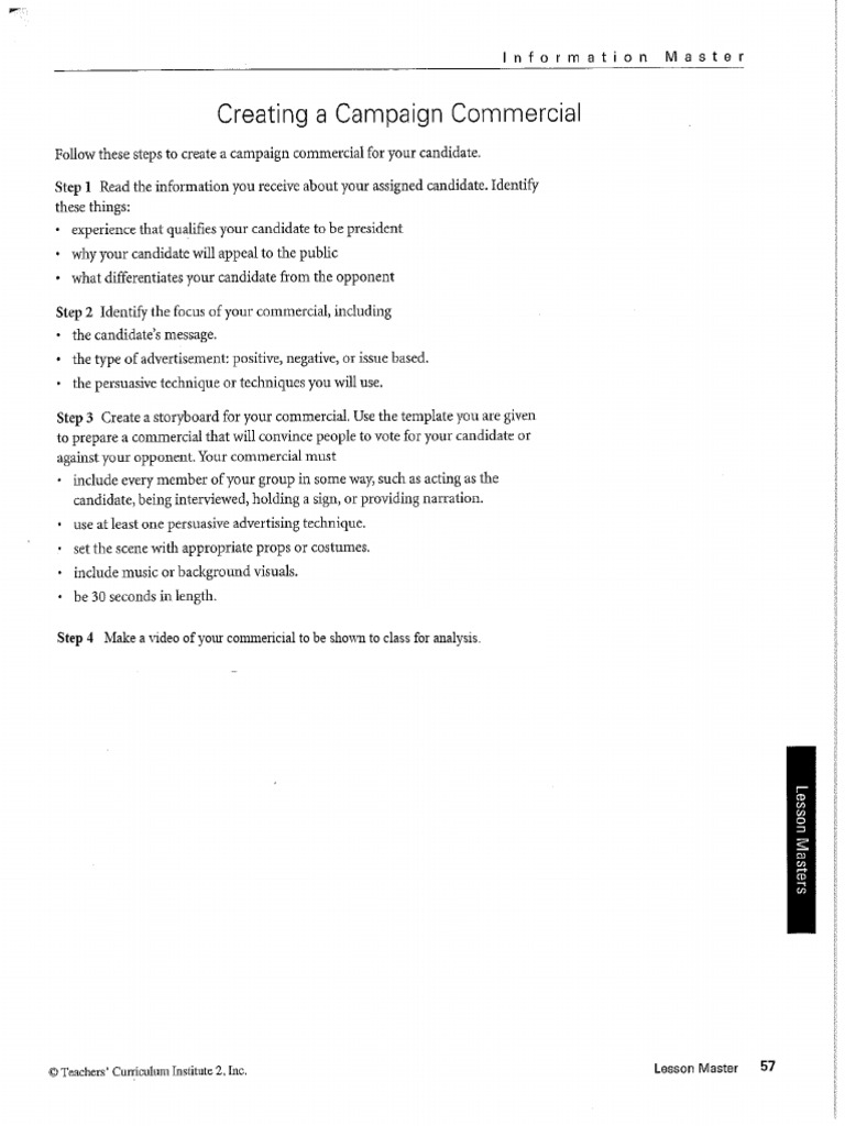 Creating A Campaign Commercial | PDF