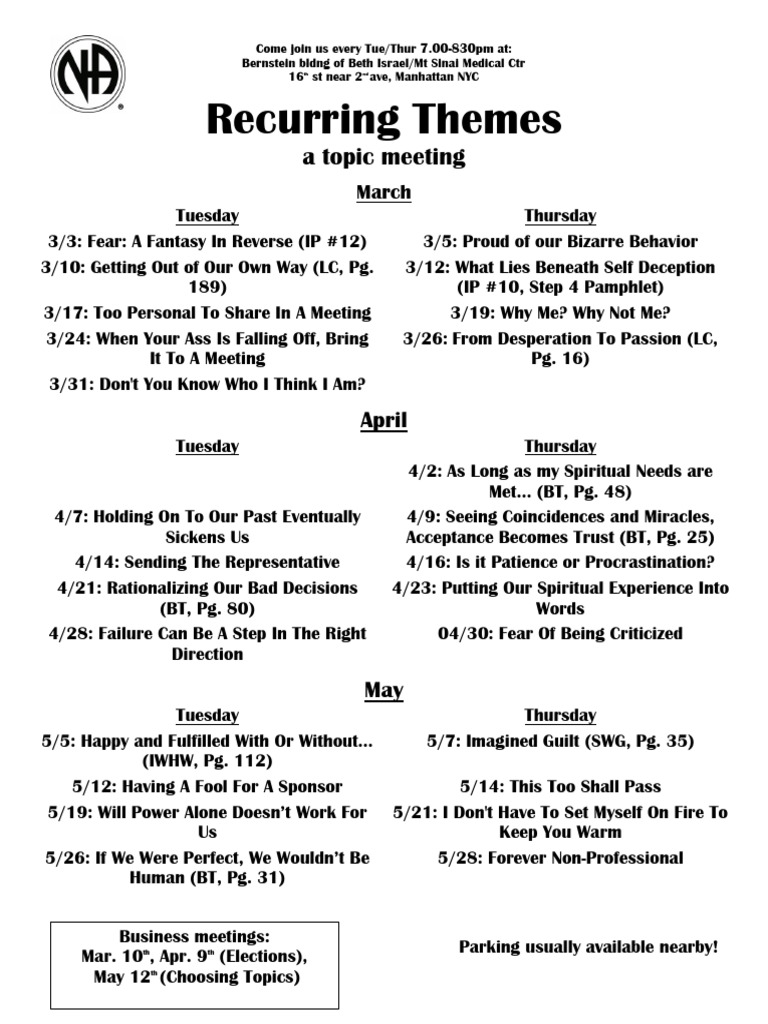 Recurring Themes Topics - Mar-May | PDF | Psychology