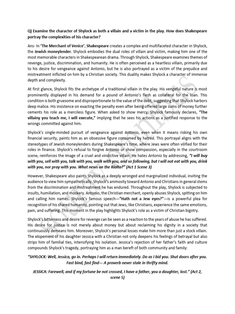 The Marchant of Venice. Shaylock | PDF | Shylock | The Merchant Of Venice