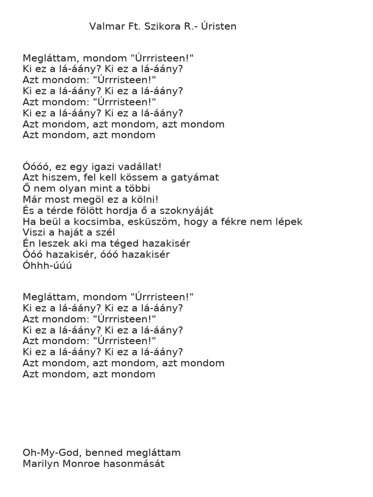 Valmar Ft. Szikora R. - Úristen | PDF