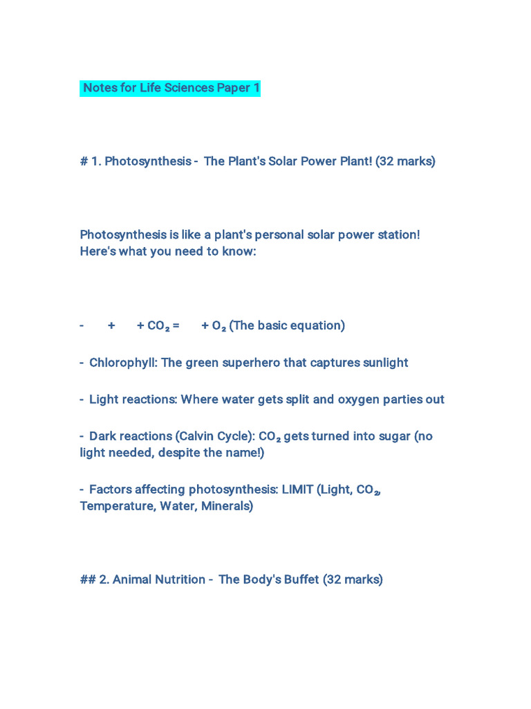 Notes For Life Science | PDF