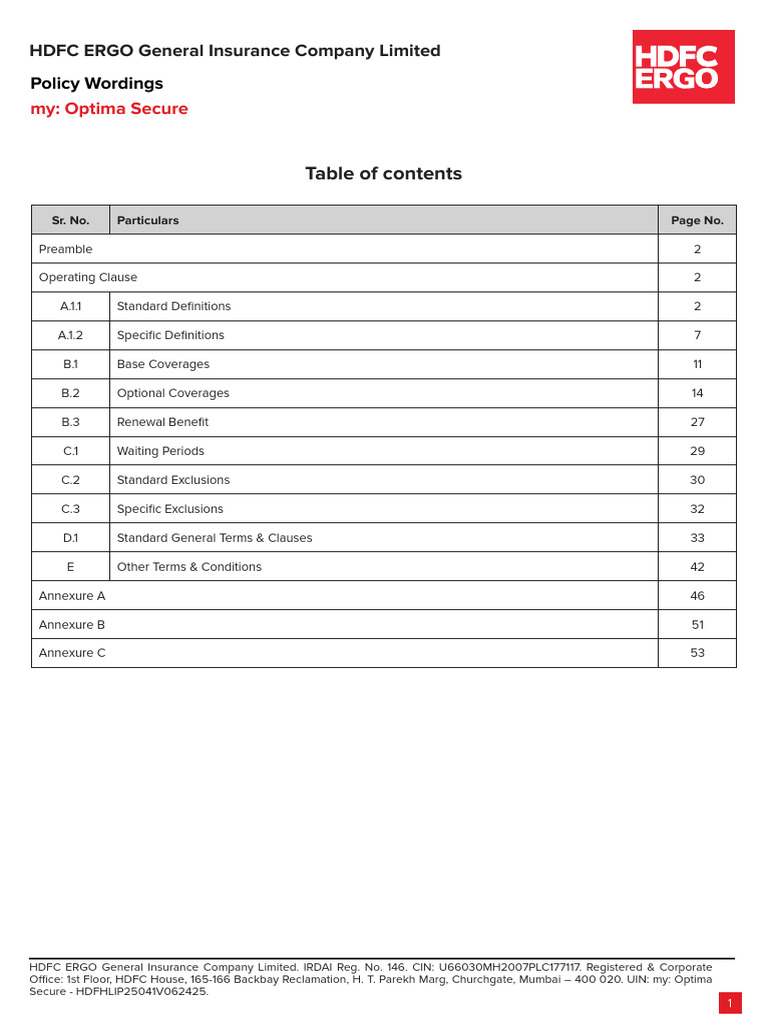 optima-secure-revision | PDF | Insurance | Hospital