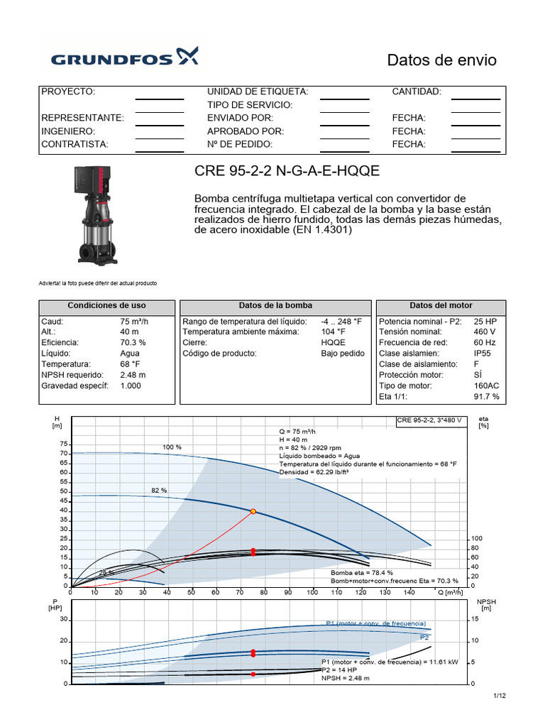 1ET-VLS-COG-TL-FT-Bombas HT Ficha Técnica | PDF | Bomba | Sensor