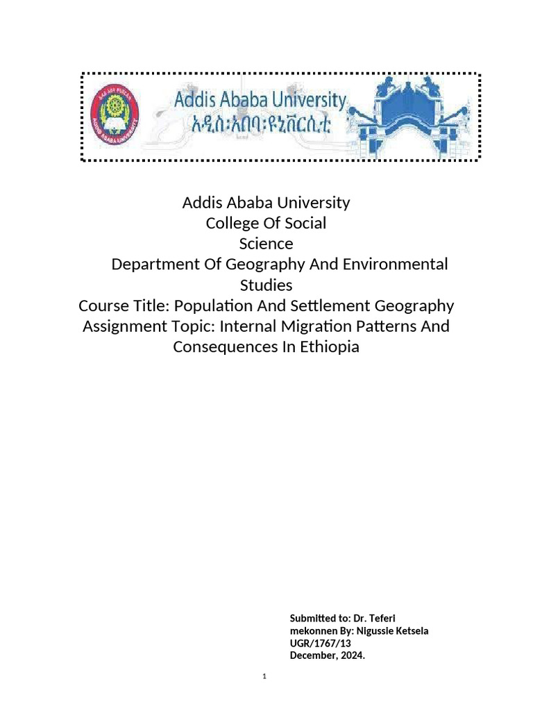Internal Migration Patternsandconsequeces In Ethiopia Pdf Cost Of