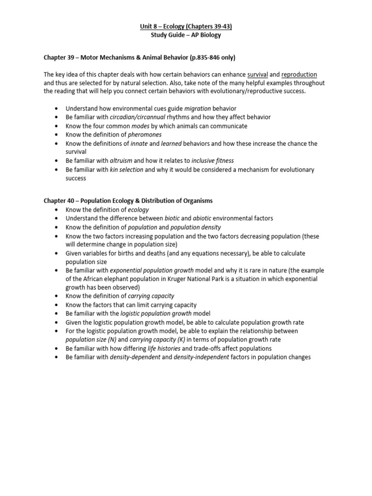 Unit 8 Study Guide | PDF | Ecology | Systems Ecology