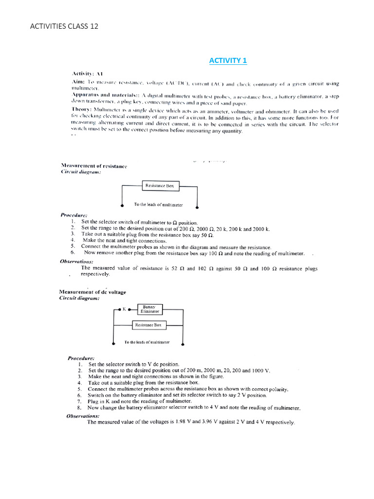 6 ACTIVITIES CLASS 12 | PDF