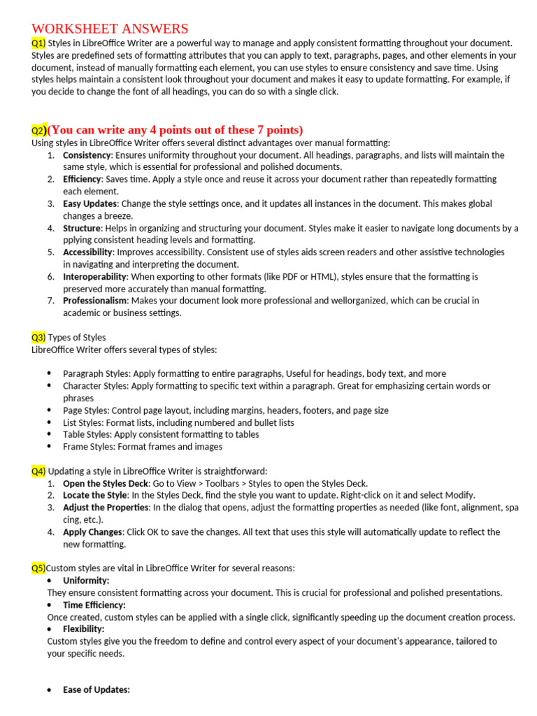 WORKSHEET ANSWERS - Digital Documentation | PDF | Computing | Software