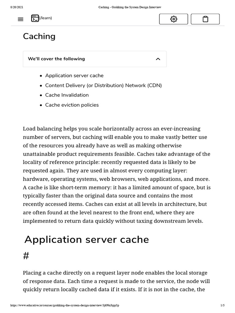 04_Caching - Grokking the System Design Interview | PDF | Cache ...