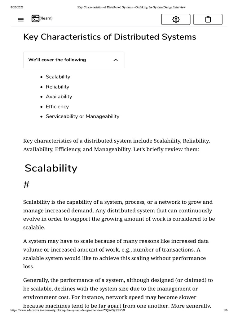 02_Key Characteristics of Distributed Systems - Grokking the System Design Interview | PDF ...
