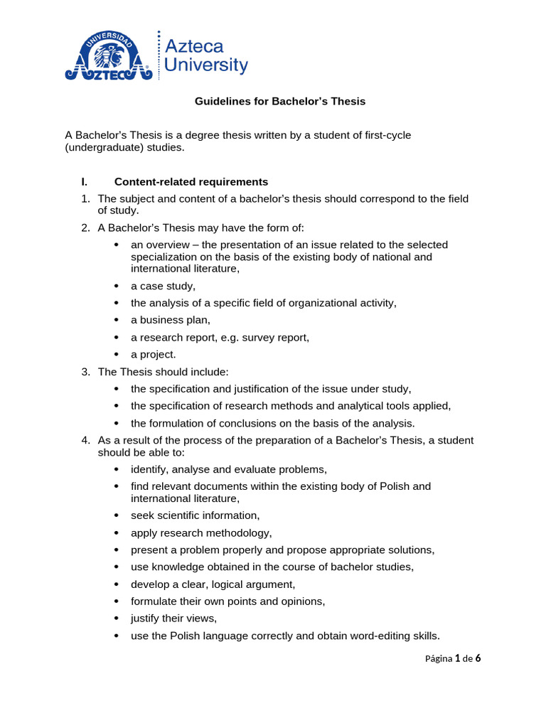 Guidelines For Bachelor's Thesis | PDF | Thesis | Methodology