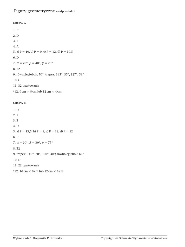 Figury Geometryczne Odp. | PDF
