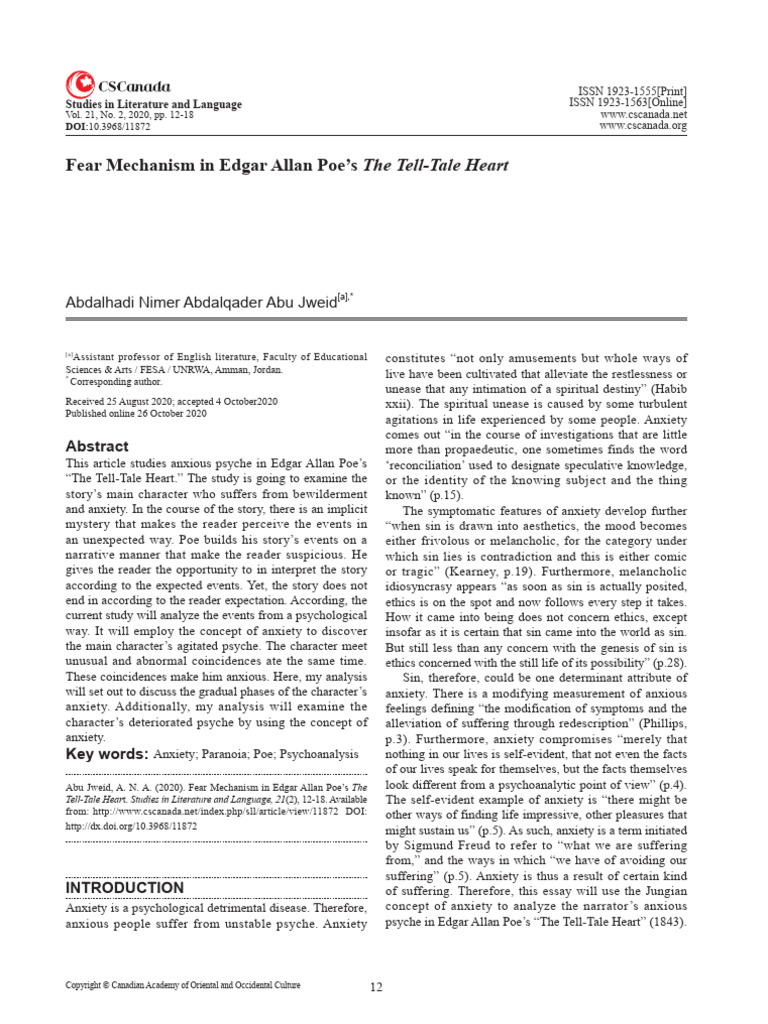 16.fear Mechanism in Edgar Allan Poe S The | PDF | Anxiety | Neurosis