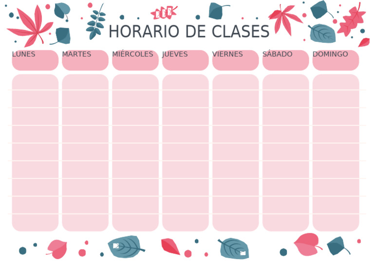 Plantilla Horario Escolar para Imprimir 2 | PDF