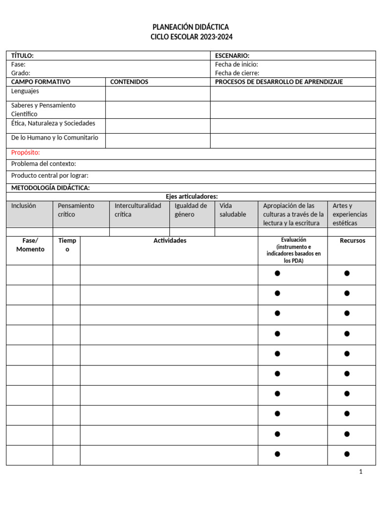 Planeacion didáctica_2023-2024 (propuesta) | PDF | Cognición | Modificación de comportamiento