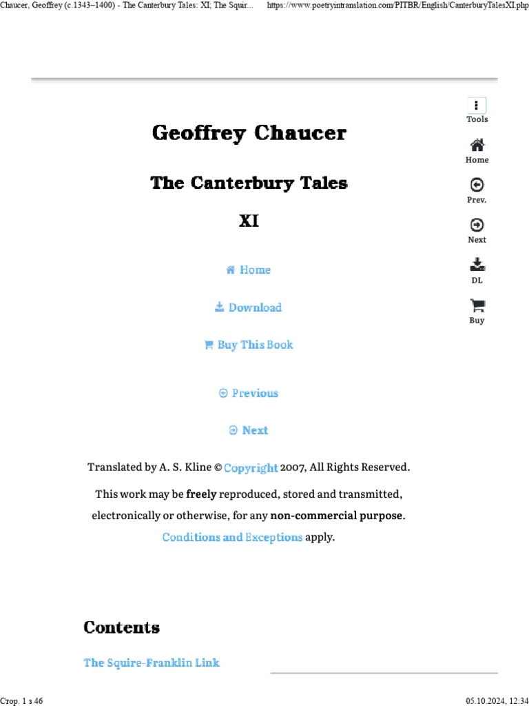 Chaucer, Geoffrey (c.1343-1400) - The Canterbury Tales - XI The Squire ...