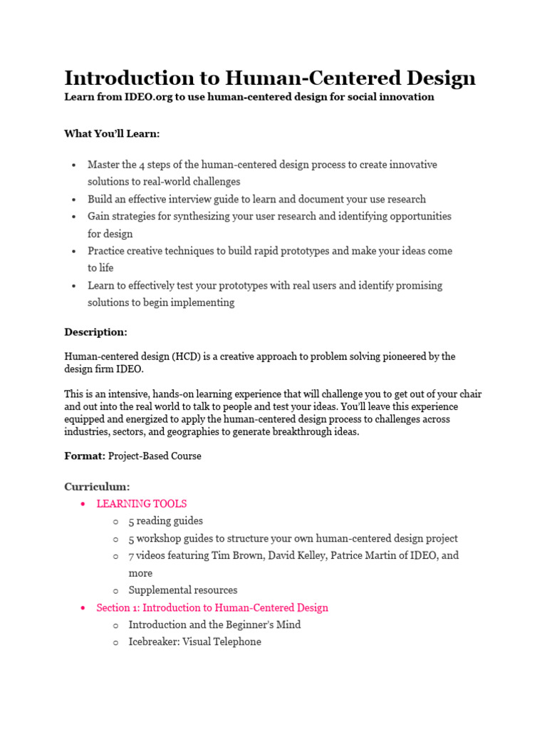 Introduction To Human Centered Design Acumen Pdf Learning Cognition