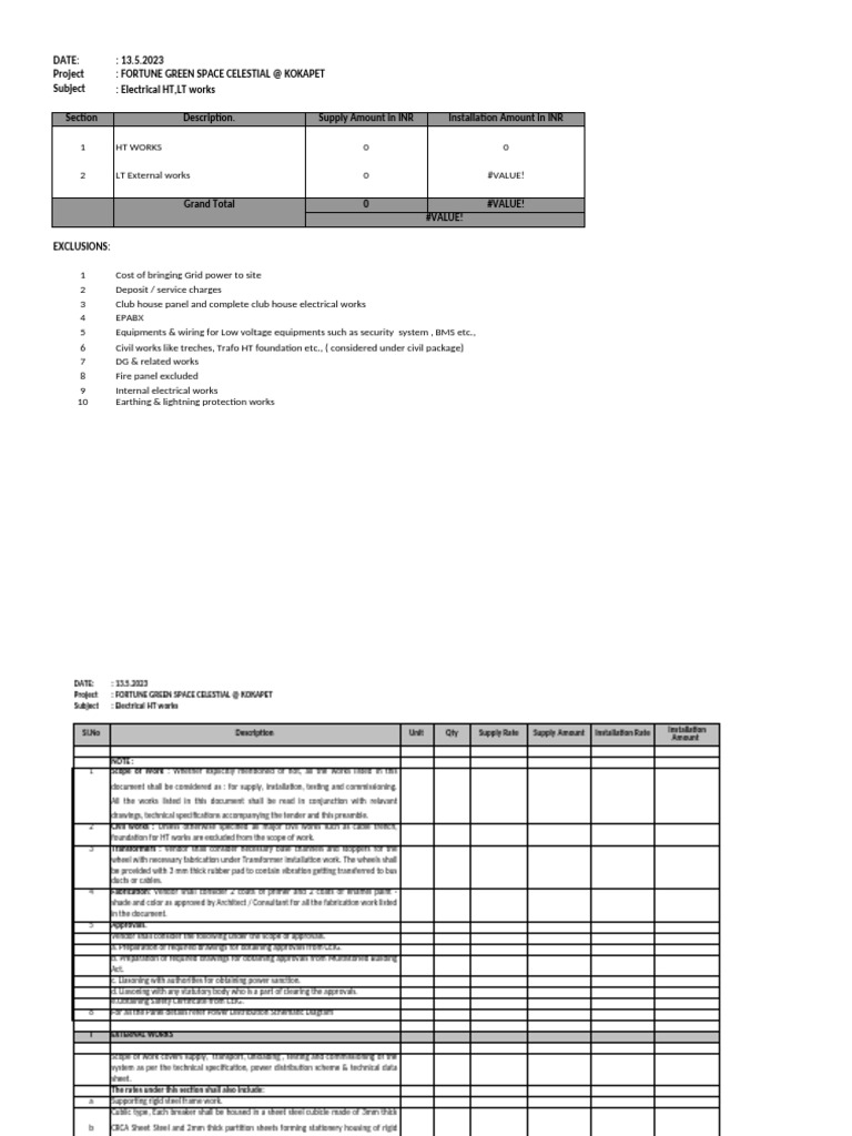 Electrical HT 0 External LT Boq | PDF | Electrical Connector | Electricity
