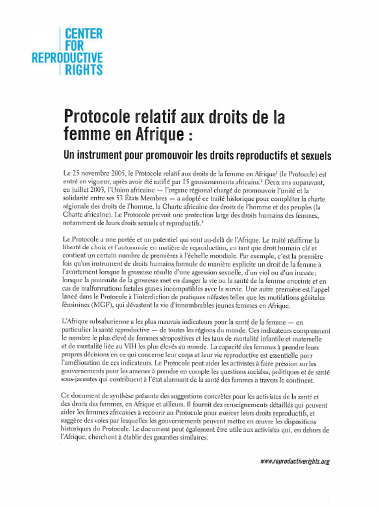 Protocole de Maputo Droits Des Femmes | PDF