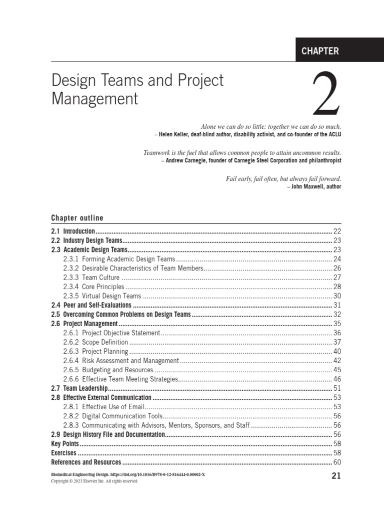 Chapter 2 Design Teams and Project Managem 2023 Biomedical Engineering ...
