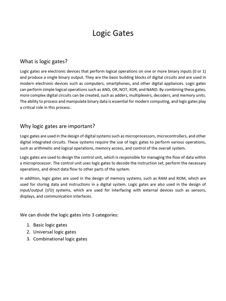 Logic Gates | PDF | Logic Gate | Digital Electronics