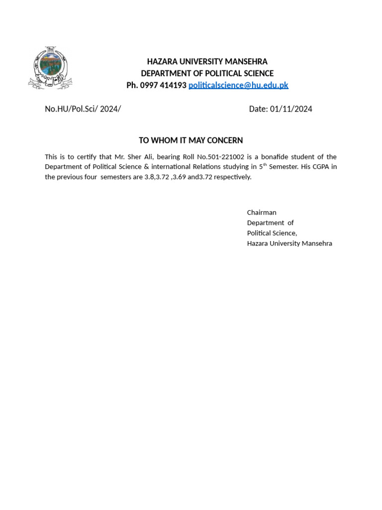 Hazara University Mansehra | PDF